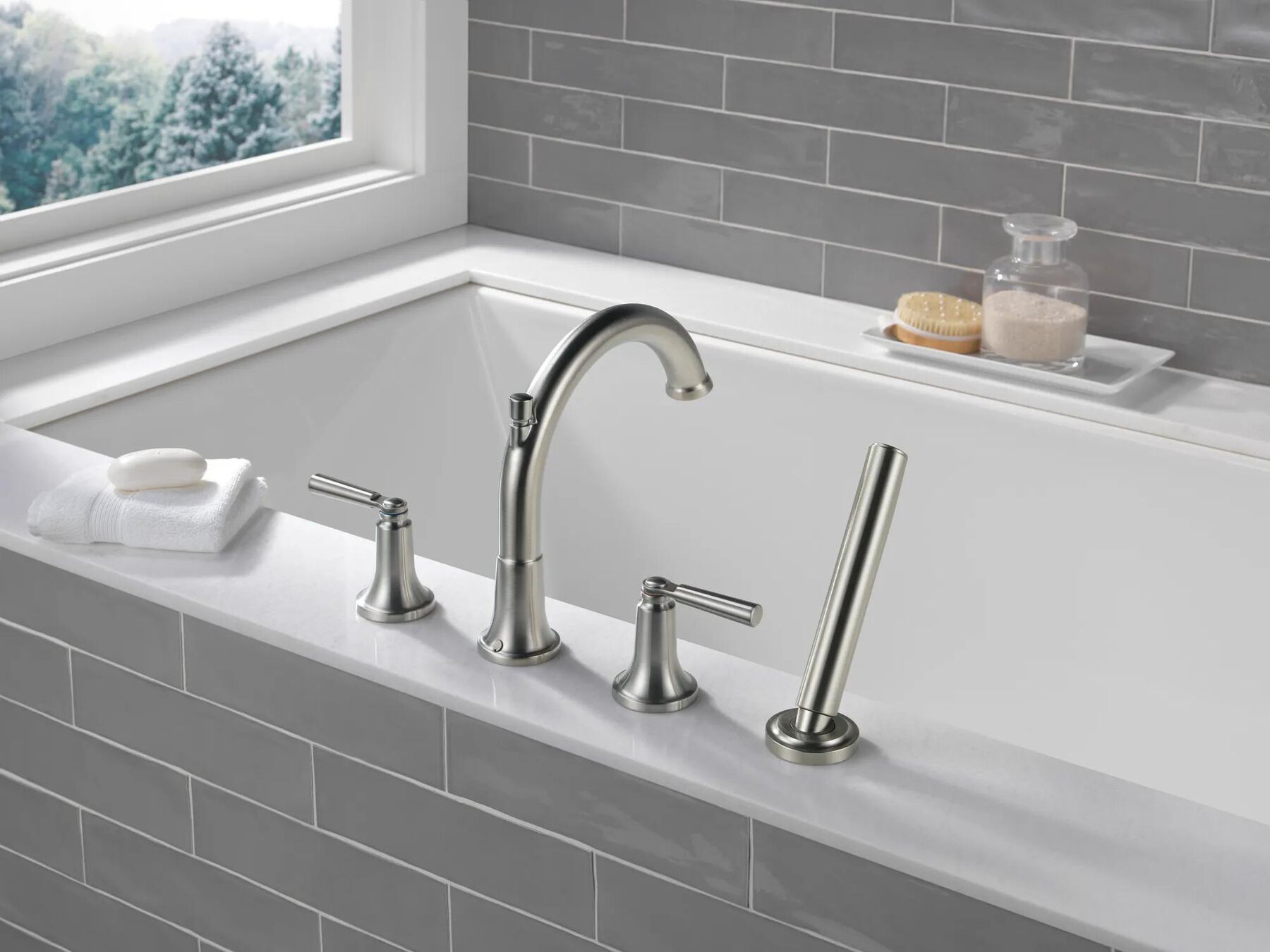 Roman Tub Trim with Hand Shower (Recertified) in Stainless T4735-SS-R ...