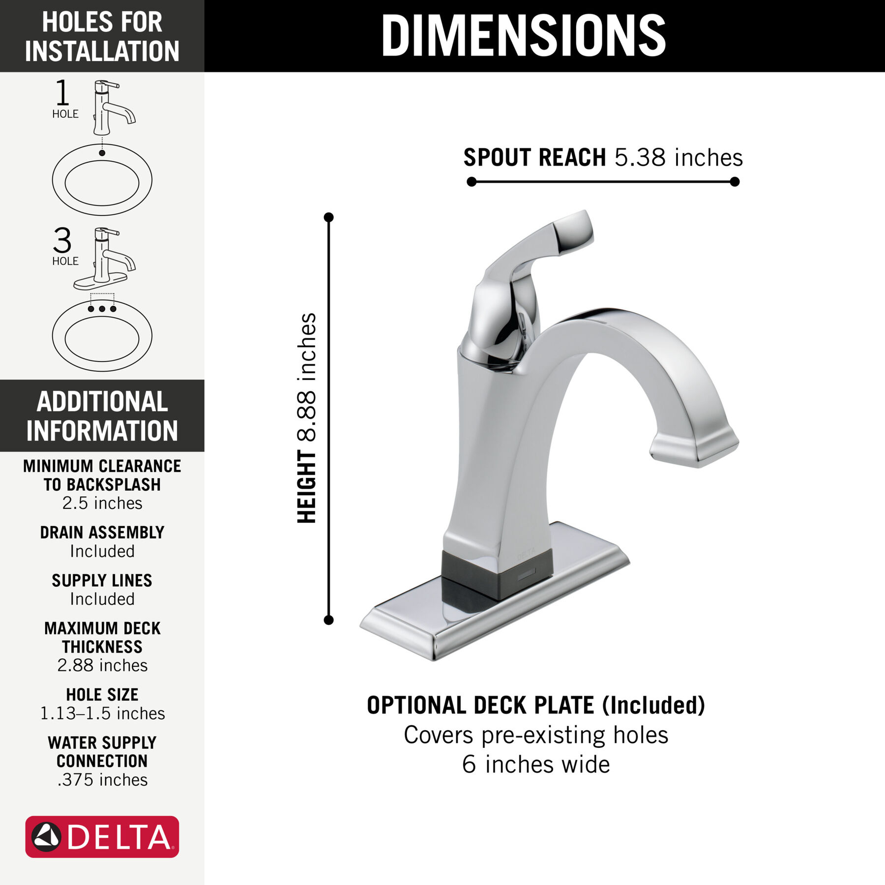 Touch2O® Bathroom Faucet with Touchless Technology in Chrome 551T-DST ...